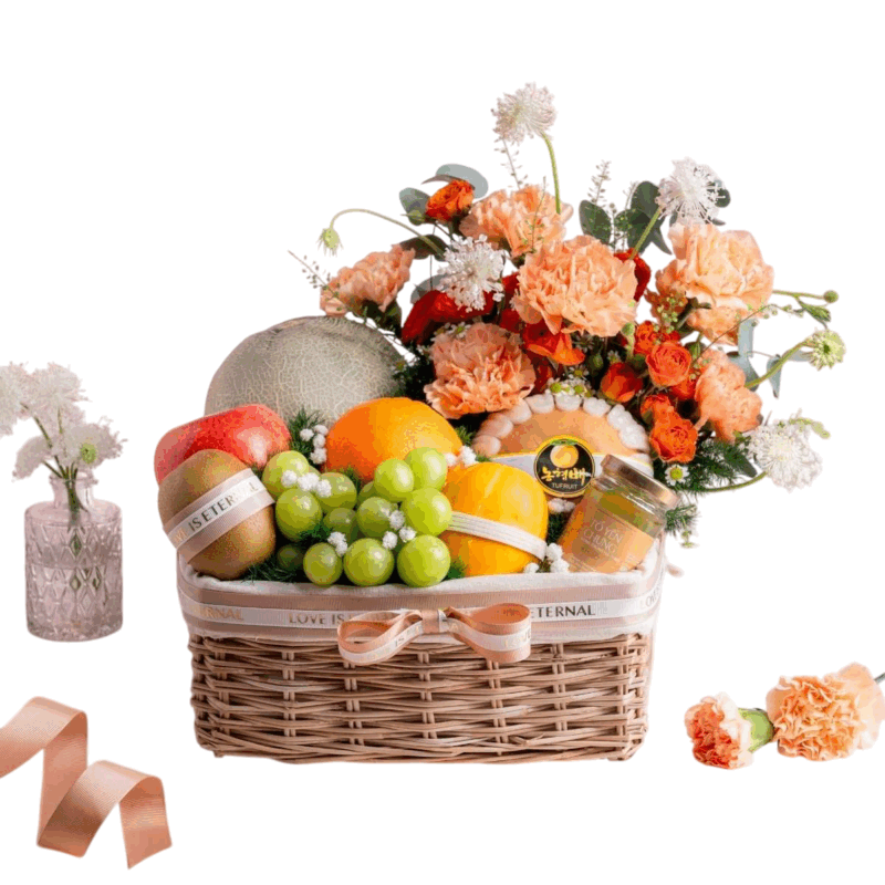 Giỏ Trái Cây và Hoa Vàng Cam - Flower Shop Hoa NET Giỏ Trái Cây và Hoa ...